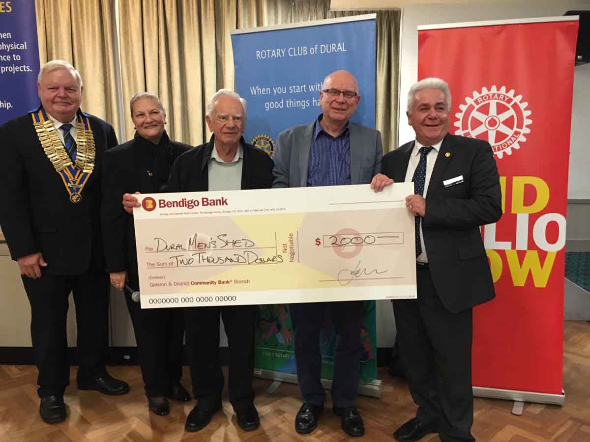 Rotary Bendigo Cheque June19 | Dural Men's Shed